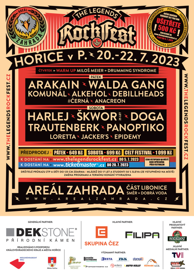 The Legends Rock Fest zveřejnil časový rozpis a vylepšení areálu